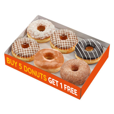 Order Classic Box Of 6 Donuts Buy 5 Get 1 Free from Mad Over Donuts on ...