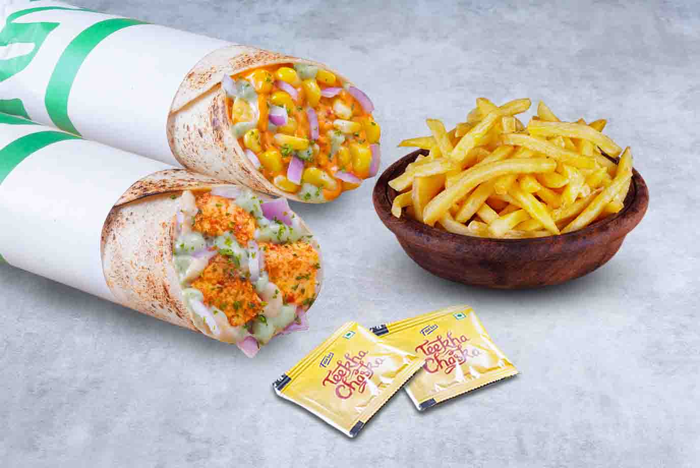 Order Cheesy Corn And Masala Paneer Wraps With Free Fries from Faasos ...